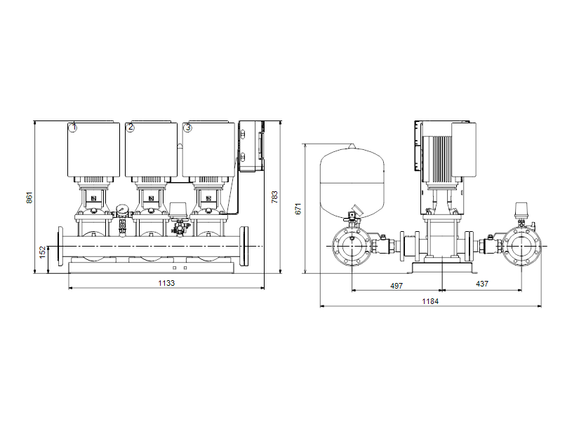 Установка повышения давления Grundfos Hydro Multi-E 3 CRE 15-3 U2 A-A-A-A, артикул: 99133069
